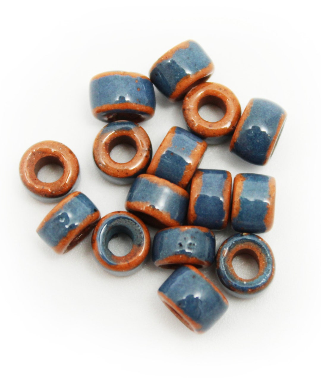 Ceramic Beads Ceramics Cylinder Blue Brown 6 Mm 15 Pieces Enamel ...
