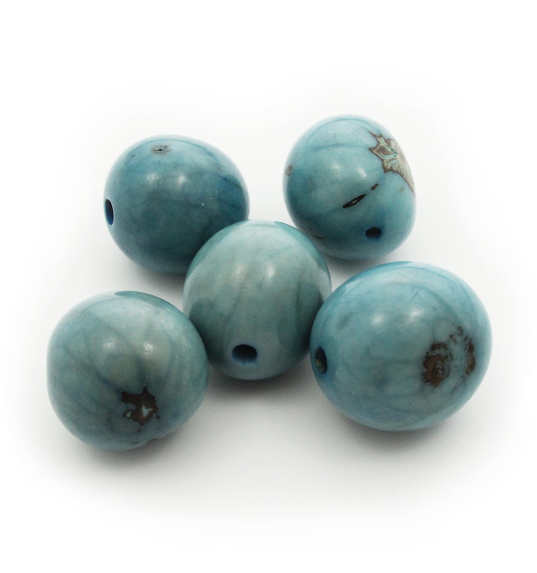 Pambil Seeds Sky Blue 15 Mm Pack of 5 Seed Beads Natural Beads Bombona ...