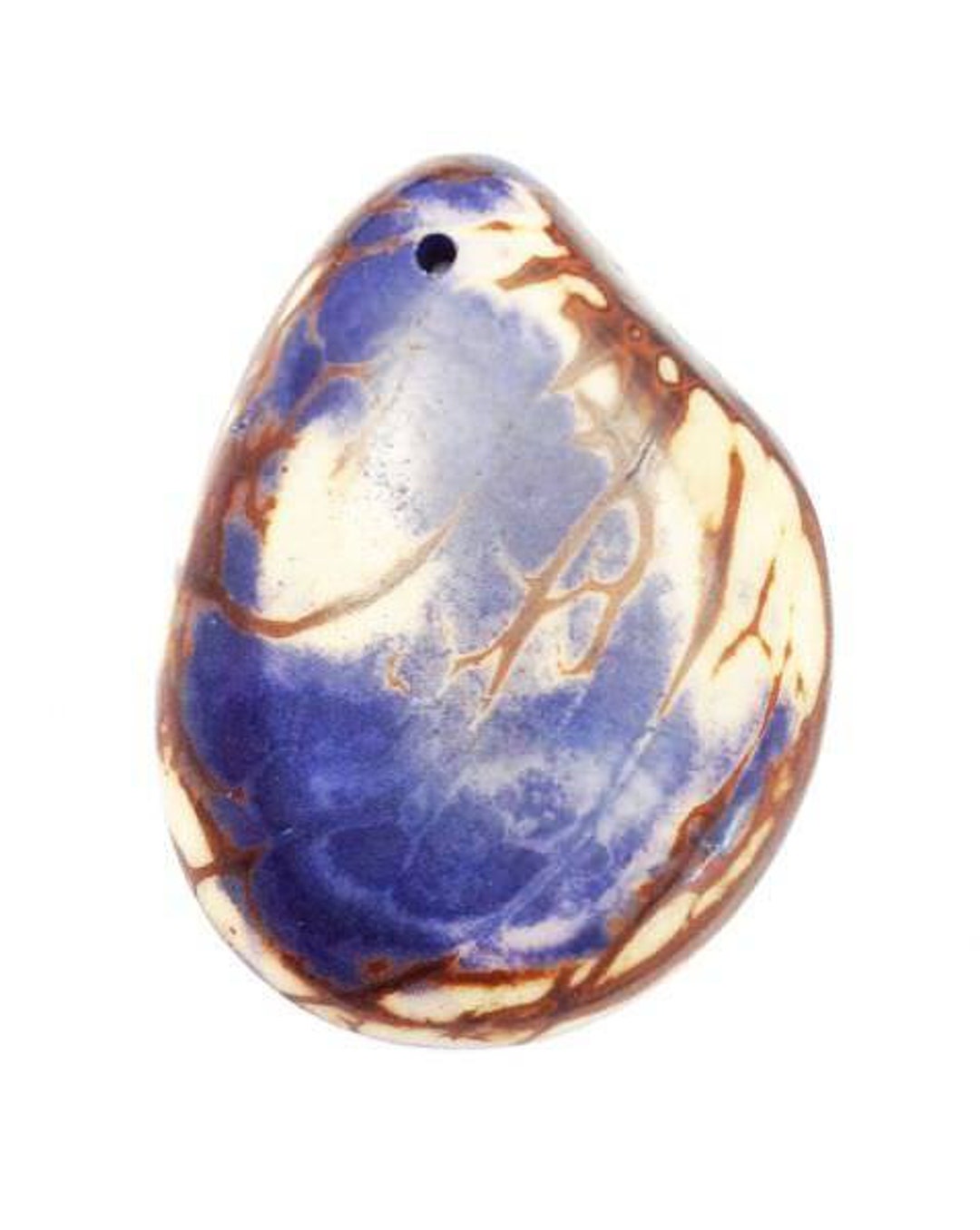 Tagua Disc Blue, 40 Mm, 1 Piece, Pendant, Spot Pattern, Oval Pendant, Tagua Pendant, Teardrop ...