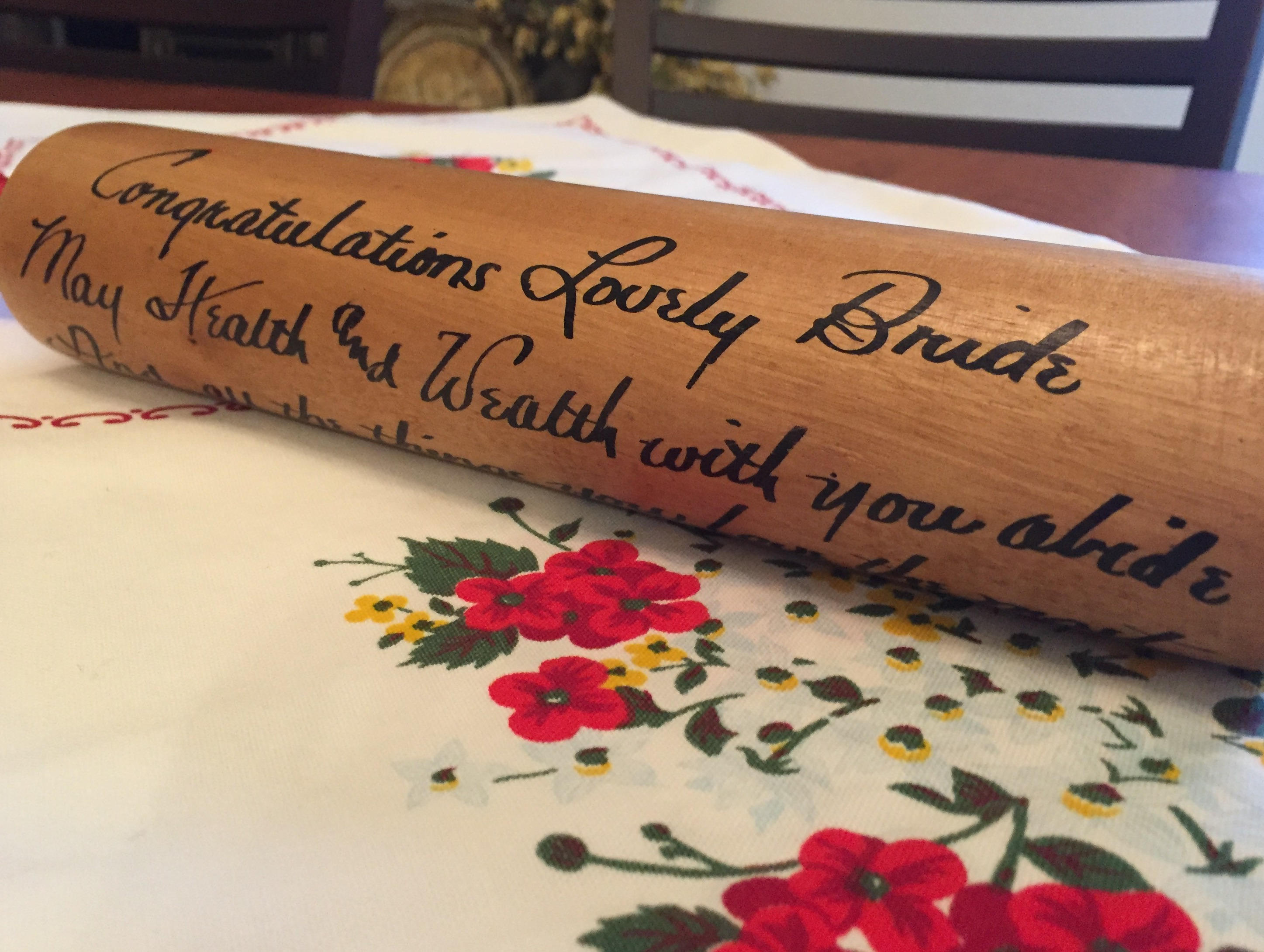 1940's Bride Poem HERMAN PIRCHNER Decorative Red Handled Rolling Pin ...