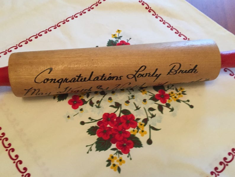 1940's Bride Poem HERMAN PIRCHNER Decorative Red Handled Rolling Pin ...