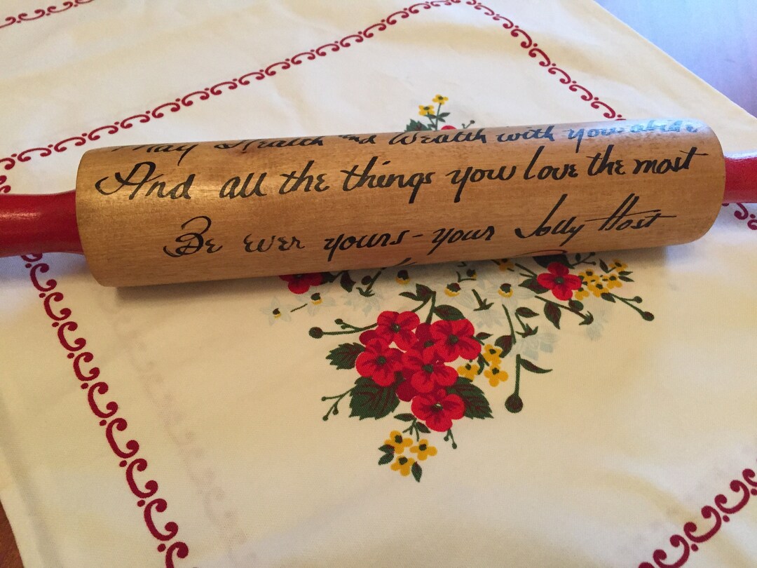 1940's Bride Poem HERMAN PIRCHNER Decorative Red Handled Rolling Pin ...