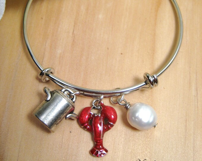 Crawfish Boil Bracelet, Crawfish Charm Bracelet, Louisiana Jewelry ...