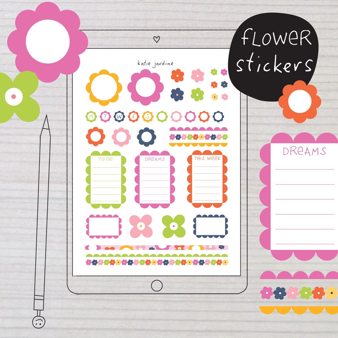 Digital Planner Flower Stickers, Floral Stickers, Flowers, Goodnotes ...