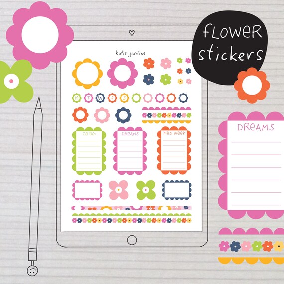 Digital Planner Flower Stickers Floral Stickers Flowers | Etsy