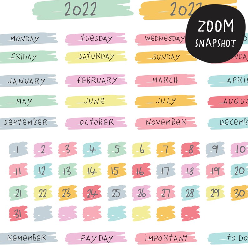 Digital Planner Calendar Stickers for Bullet Journals & Ipad - Etsy