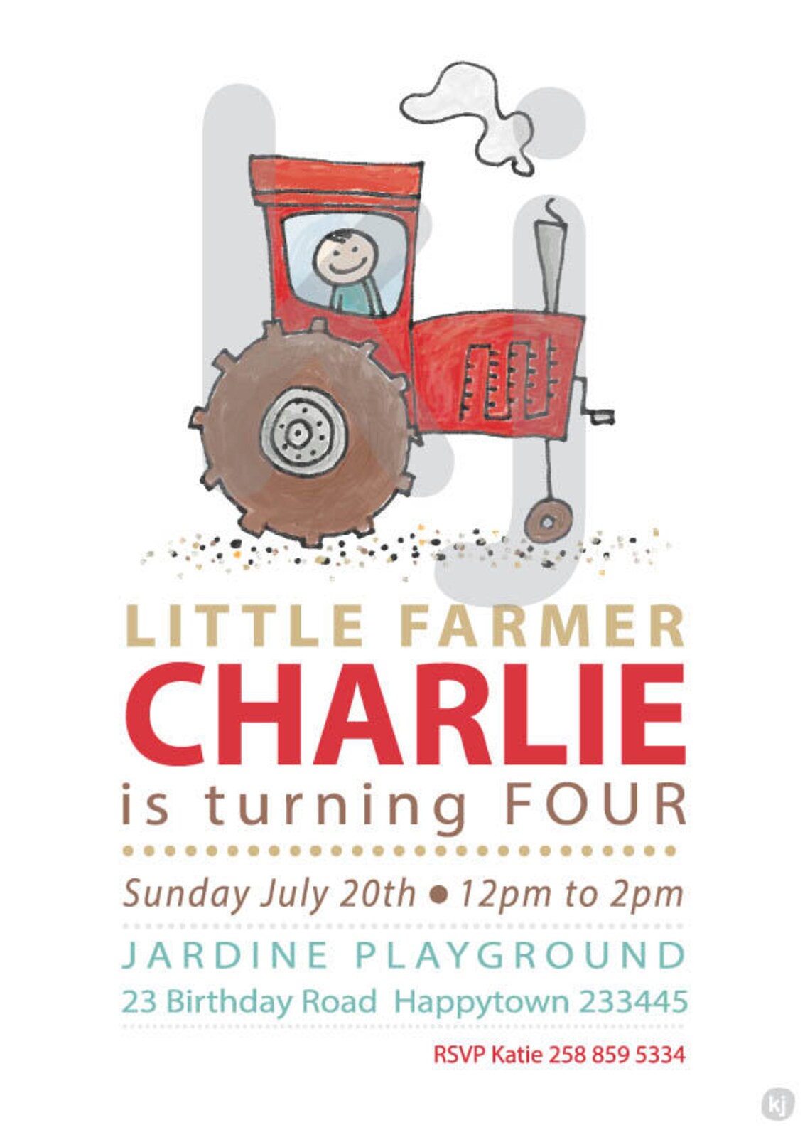 Red Tractor Kids Invitation Boys Invitation Childrens - Etsy