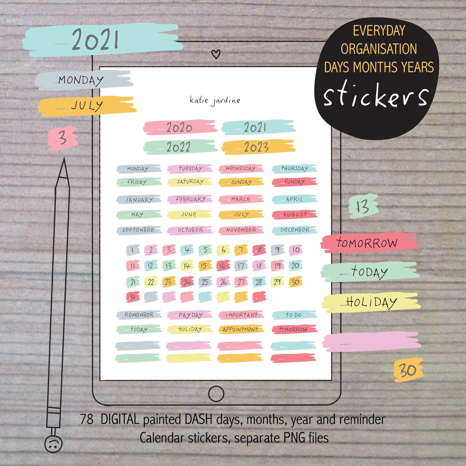 Digital Planner Calendar Stickers for Bullet Journals & Ipad - Etsy