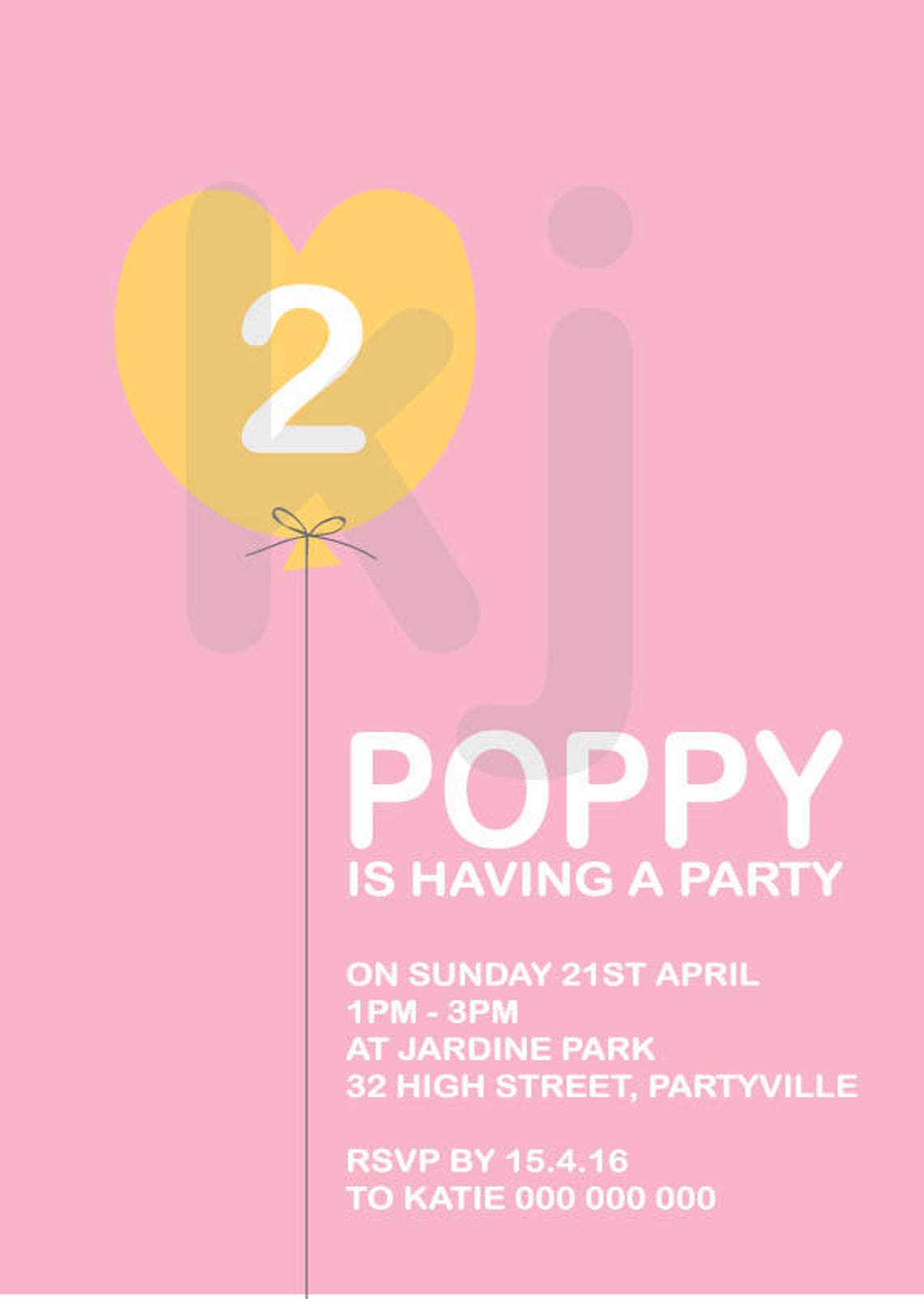 Girls Invitation Kids Invitation Printable Invitation Love Heart ...