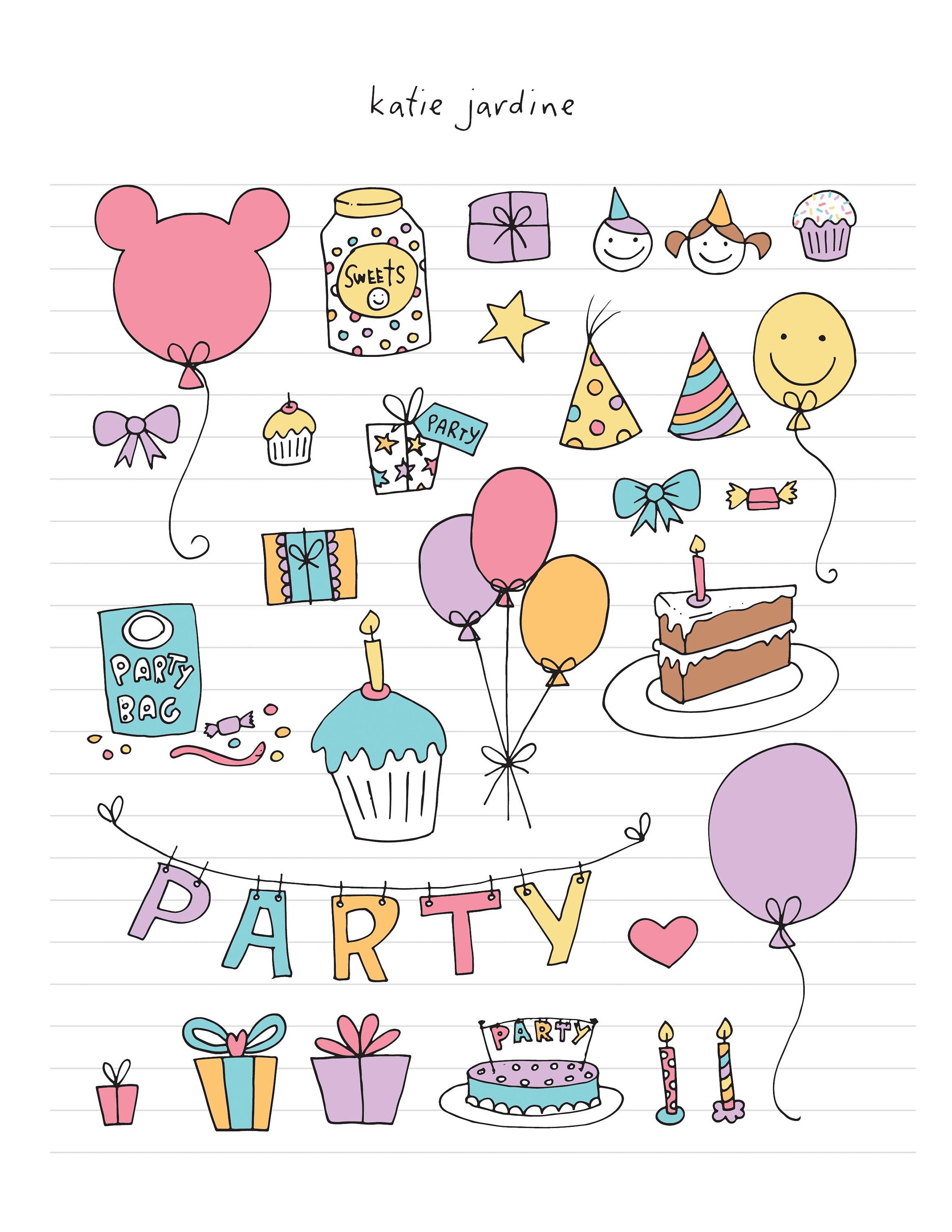 Digital Party Stickers Hand Drawn Digital Stickers Goodnotes - Etsy