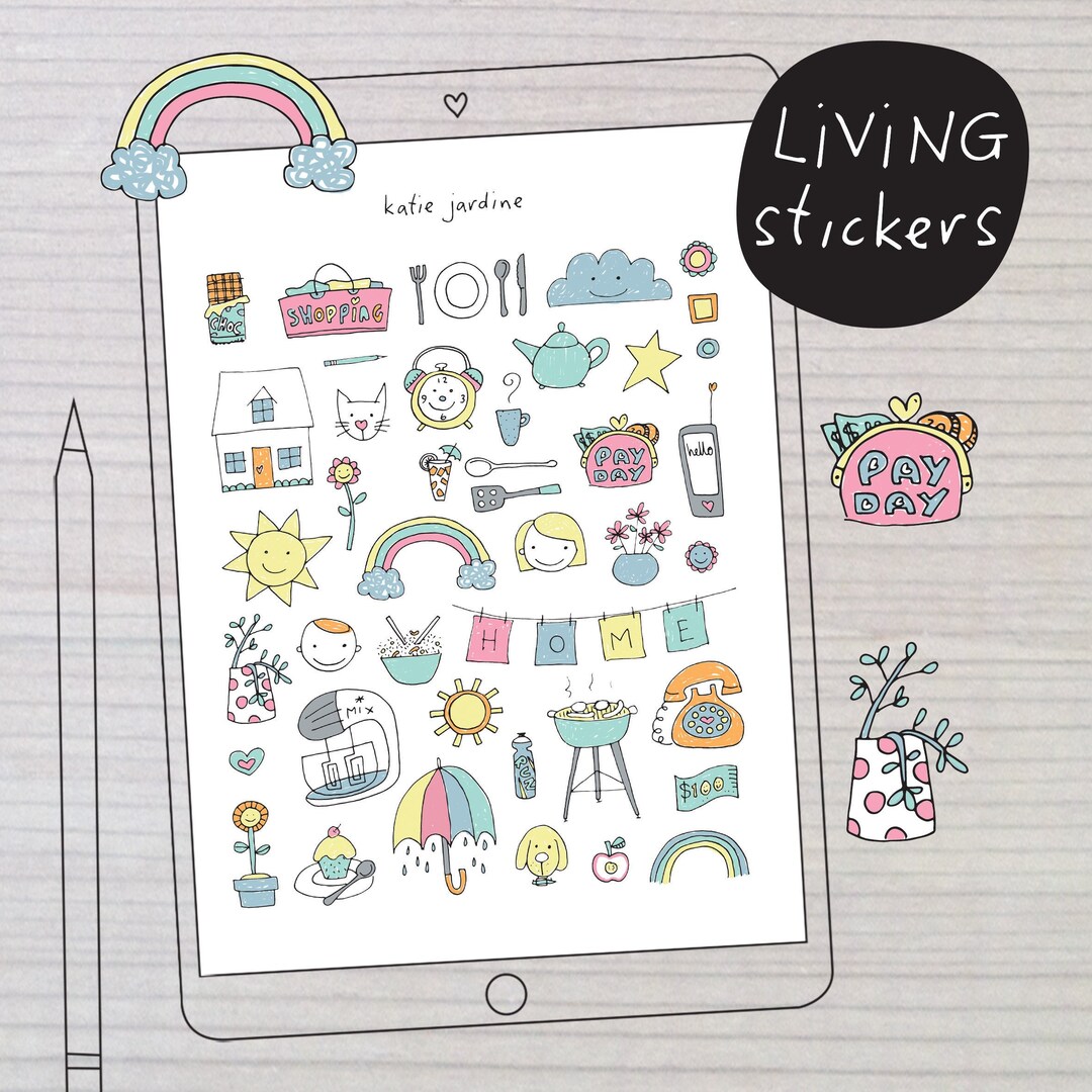 Digital Stickers Pastel Family Planning Stickers Hand Drawn - Etsy