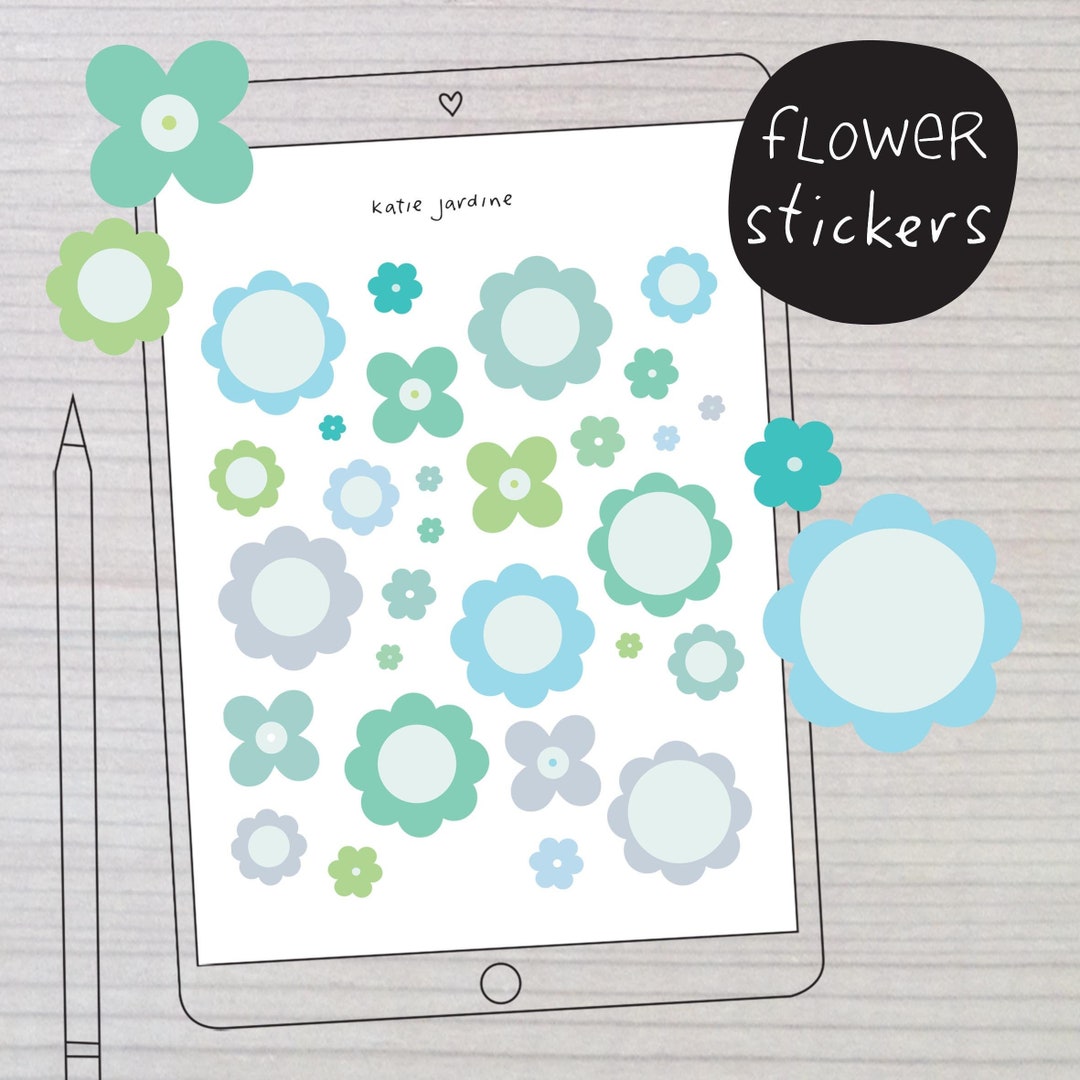 Digital Planner Stickers Blue Floral Stickers Goodnotes - Etsy