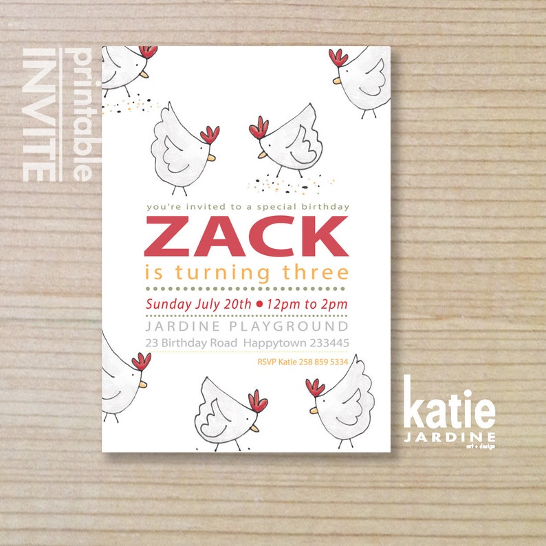 Chickens Farm Invitation Kids Invitation Printable - Etsy