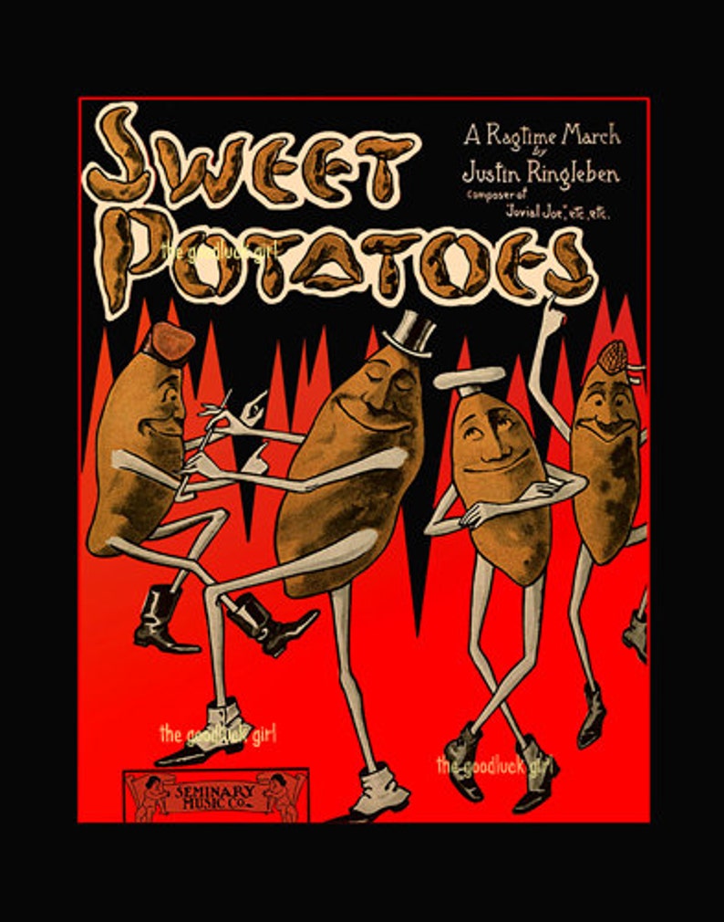 DANCING SWEET POTATOES 8x10 Whimsical Vintage Sheet Music Cover Art ...
