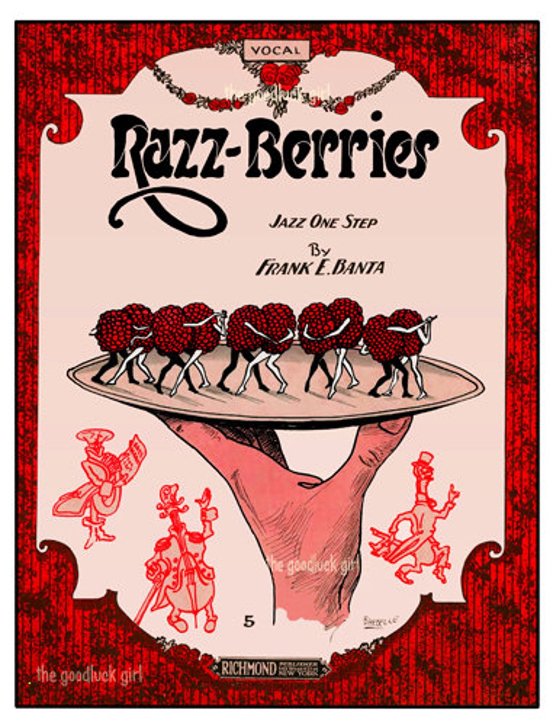 RAZZ-BERRIES ~ Dancing Raspberries 8x10 Vintage Sheet Music Cover Art ...