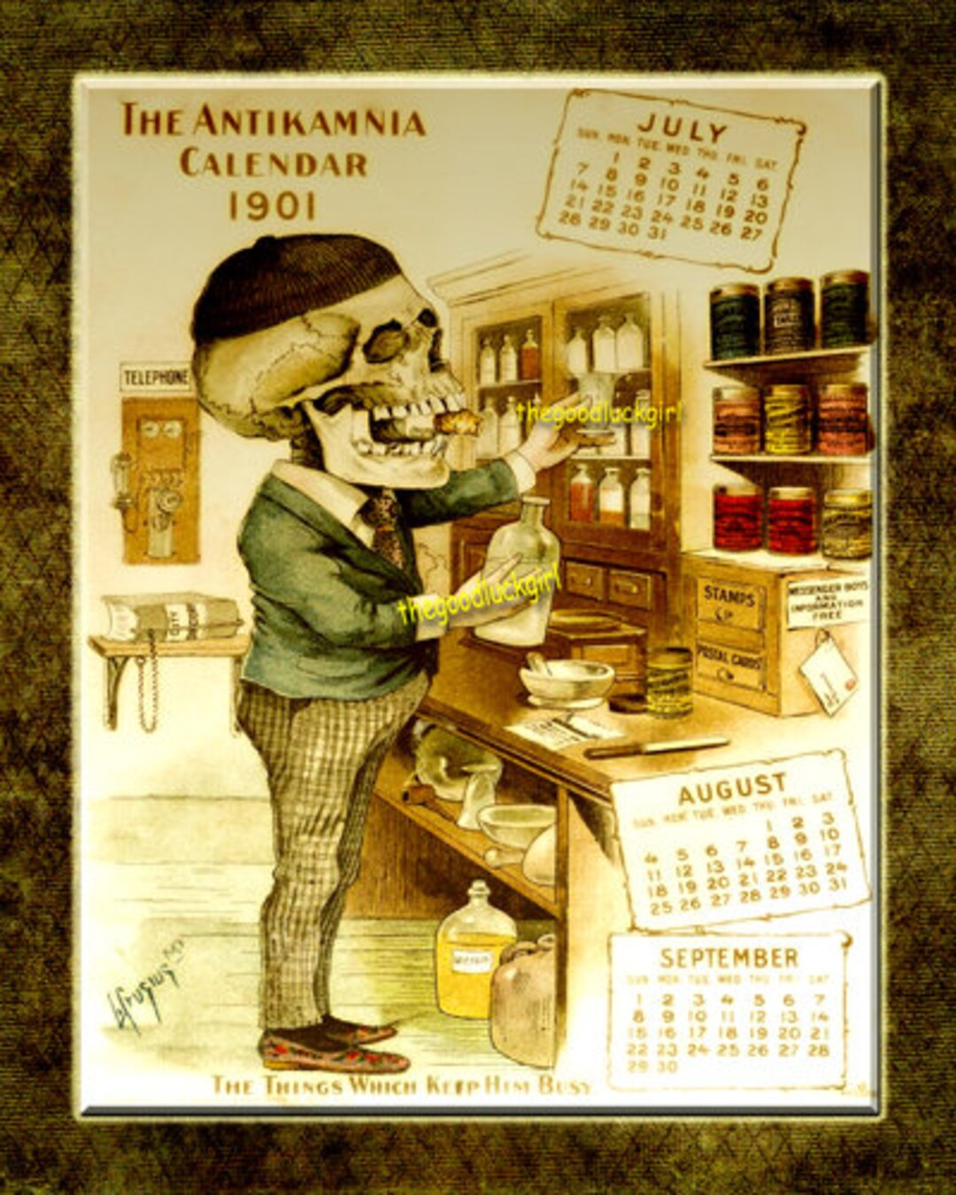 Instant Download 1901 "keep HIM Busy" Pharmacy Skeleton Vintage ...