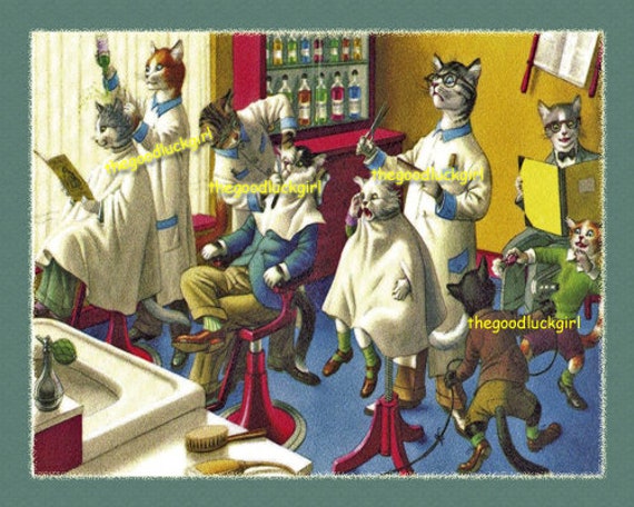 Vintage CAT BARBER SHOP 8X10 Restored Picture Reproduction - Etsy