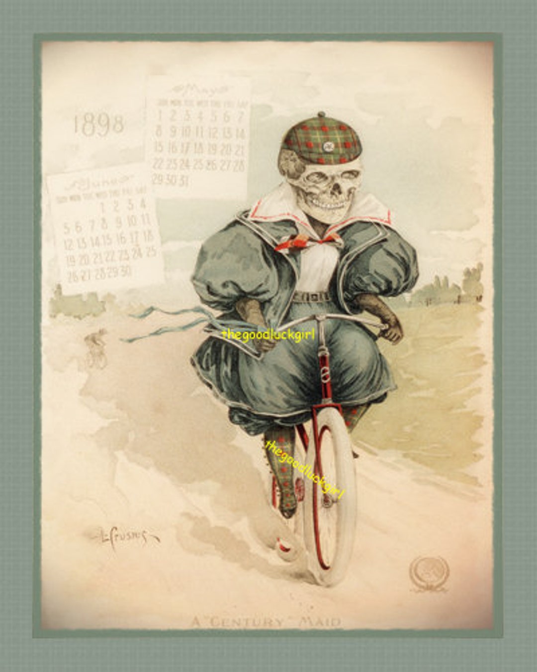 1898 May June "century" MAID 8x10 Vintage Antikamnia Calendar Halloween ...