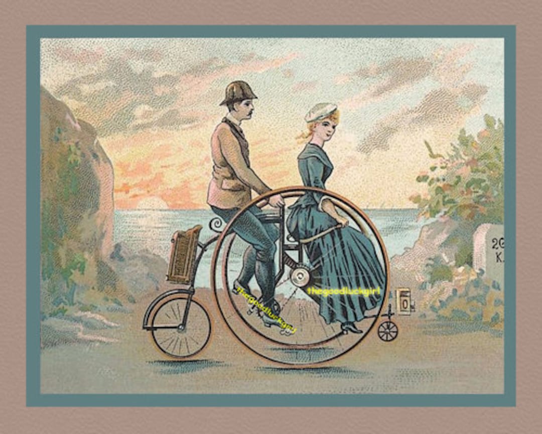 A VELOCIPEDE RIDE 8x10 Vintage Tricycle Bicycle Postcard Art Print ...
