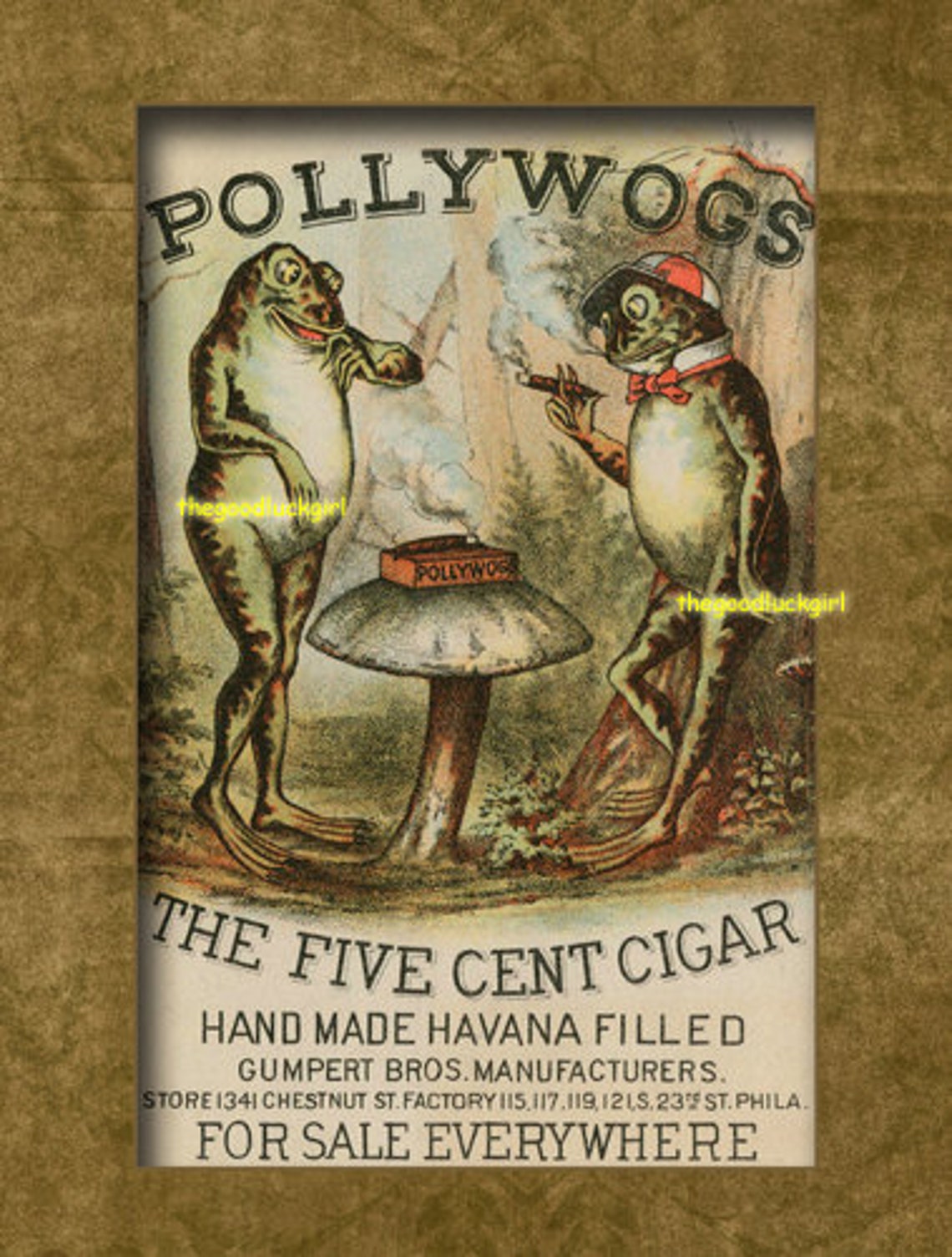 POLLYWOG CIGARS W/ FROGS Ad 8x10 Vintage Advertising Art Print - Etsy