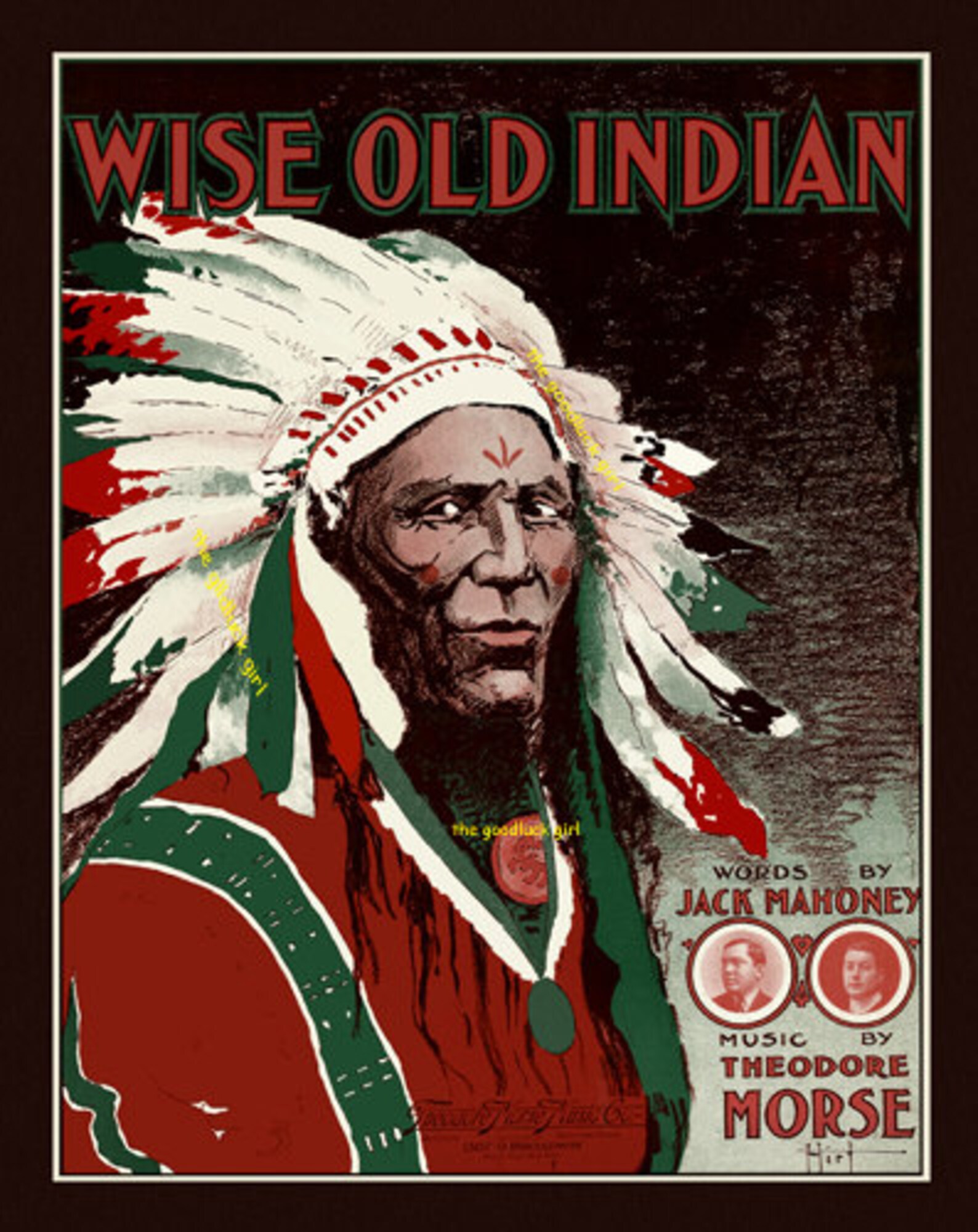 Native American WISE OLD INDIAN Chief 8x10 Vintage Sheet Music - Etsy