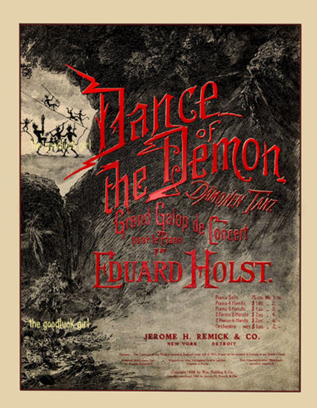 DANCE of THE DEMON 8x10 Vintage Sheet Music Halloween Art Print Picture ...