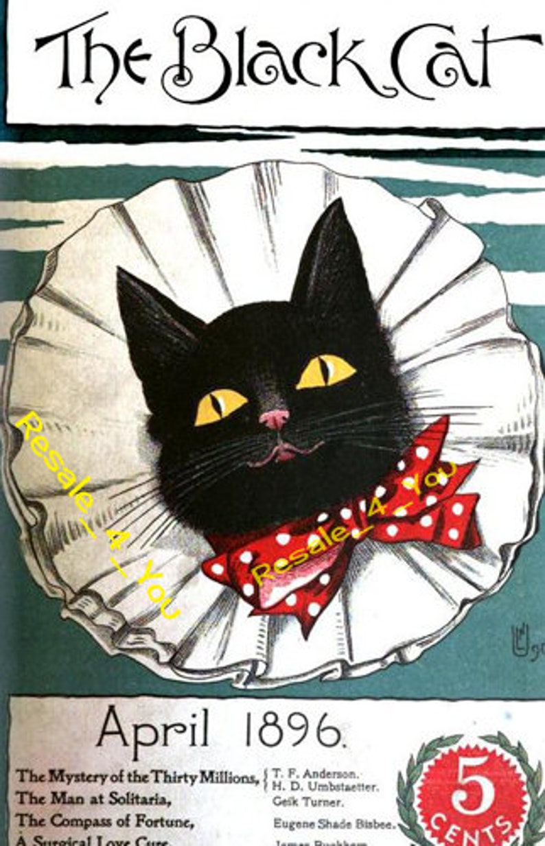 April 1896 RUFFLES the Black Cat Magazine Cover 8x10 Vintage - Etsy