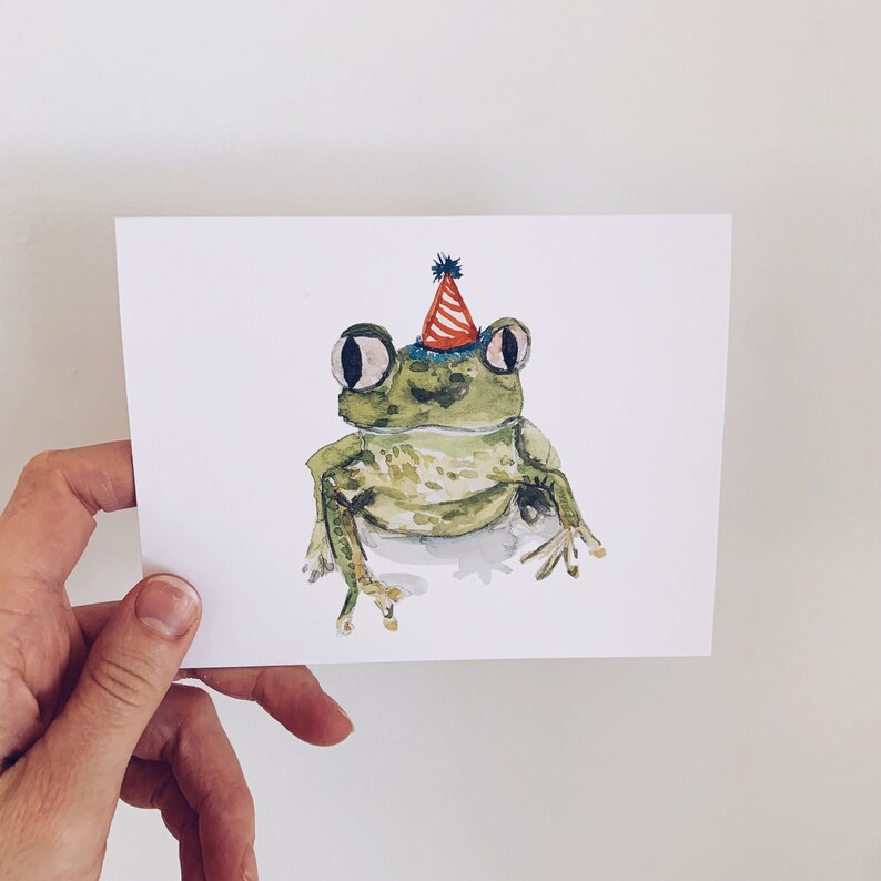 Frog Party Animal Greeting Card, Animal Card, Watercolor Cards ...