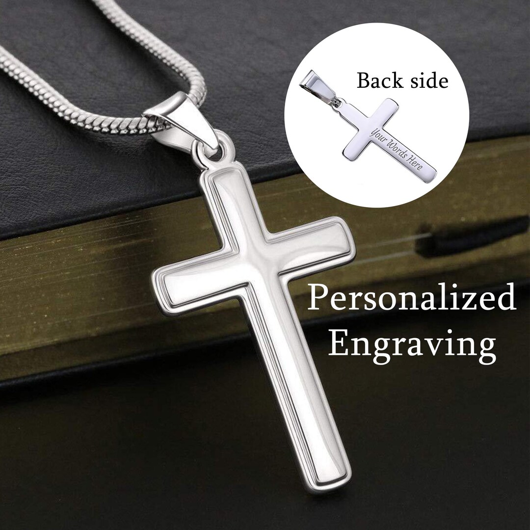 Personalized Engraved Cross Necklace: Father Son Necklace, Birthday ...