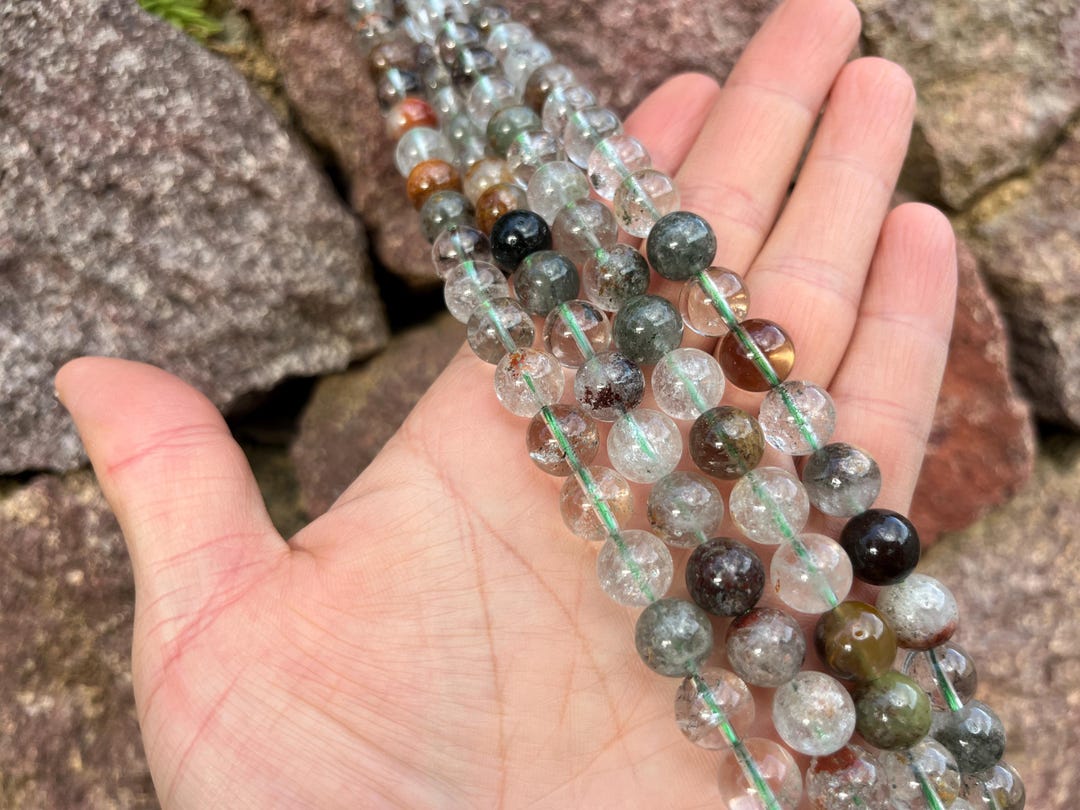 Green Phantom Quartz Bead Strand:colored Crystal Gemstone,6-12mm,1 Full ...