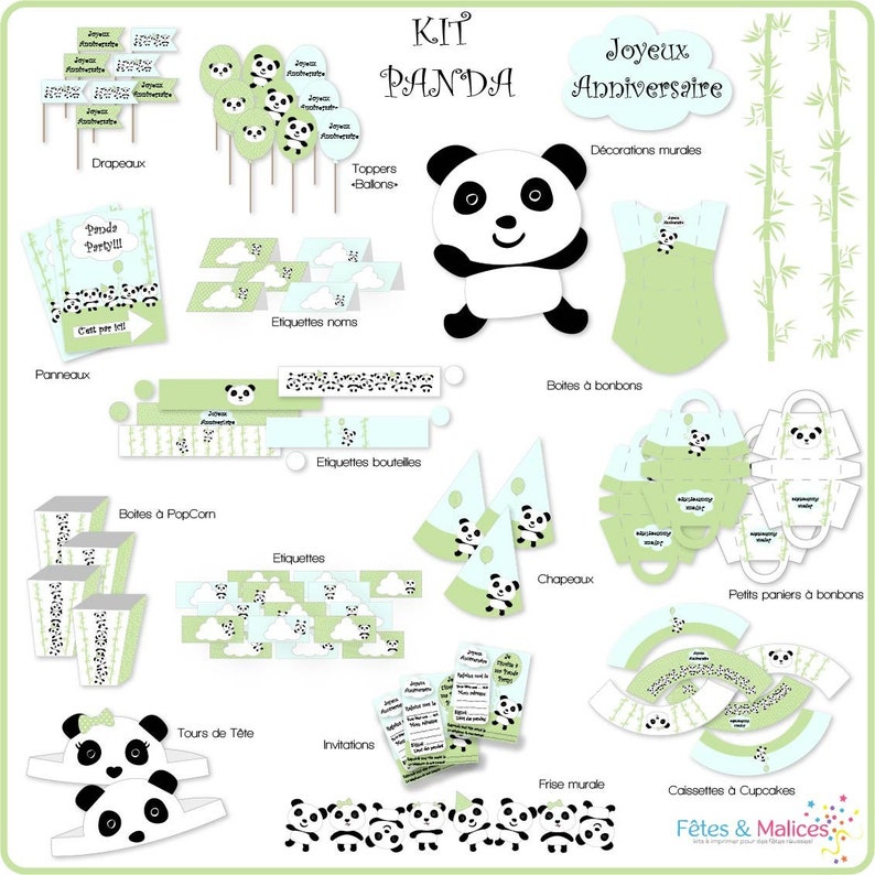 Décoration Anniversaire Panda Birthday Printable | Etsy
