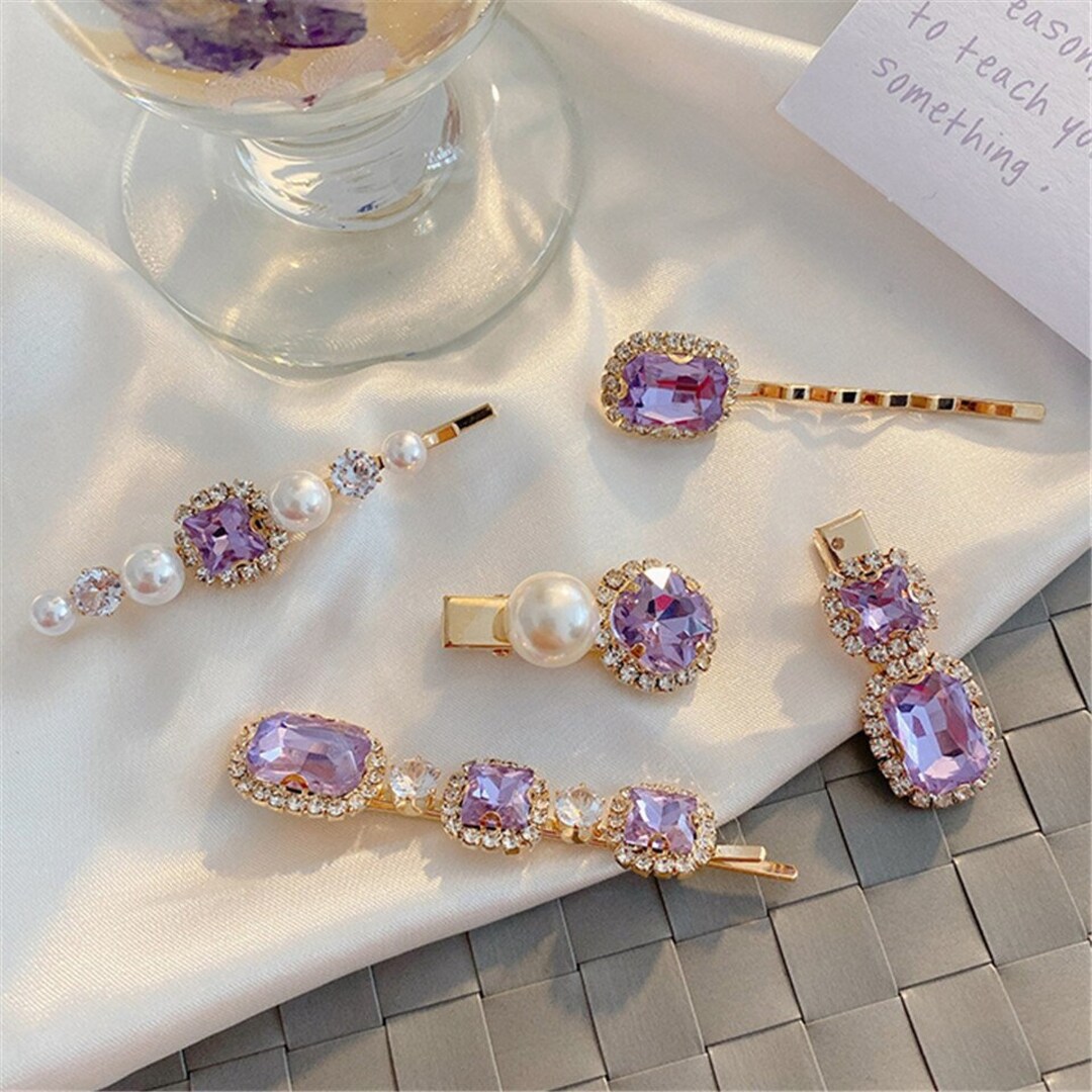 Purple Hair Pin set of 5 Purple Rhinestone Hair Pin - Etsy