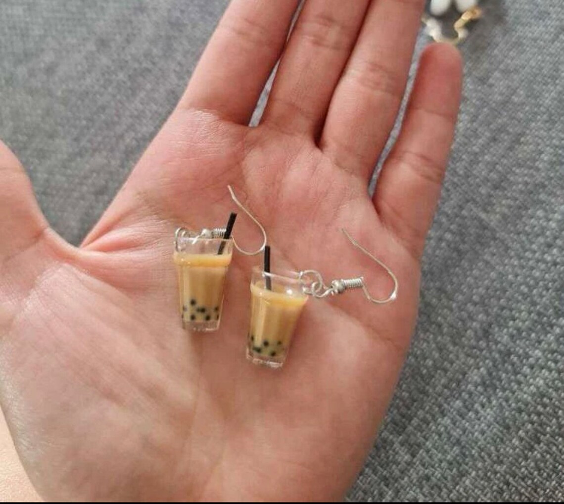 Bubble Tea Earrings Gold Boba Tea Earrings Boba Bubble Tea - Etsy