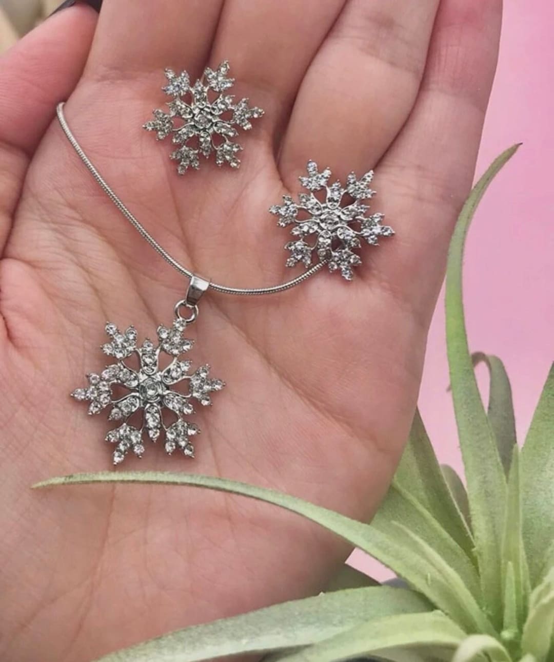 Snowflake Jewelry Set Snowflake Earrings Necklace Set Frozen Jewelry ...