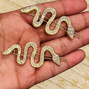 Snake Hair Clip set of 2 Gold Snake Hair Clip Rhinestone - Etsy