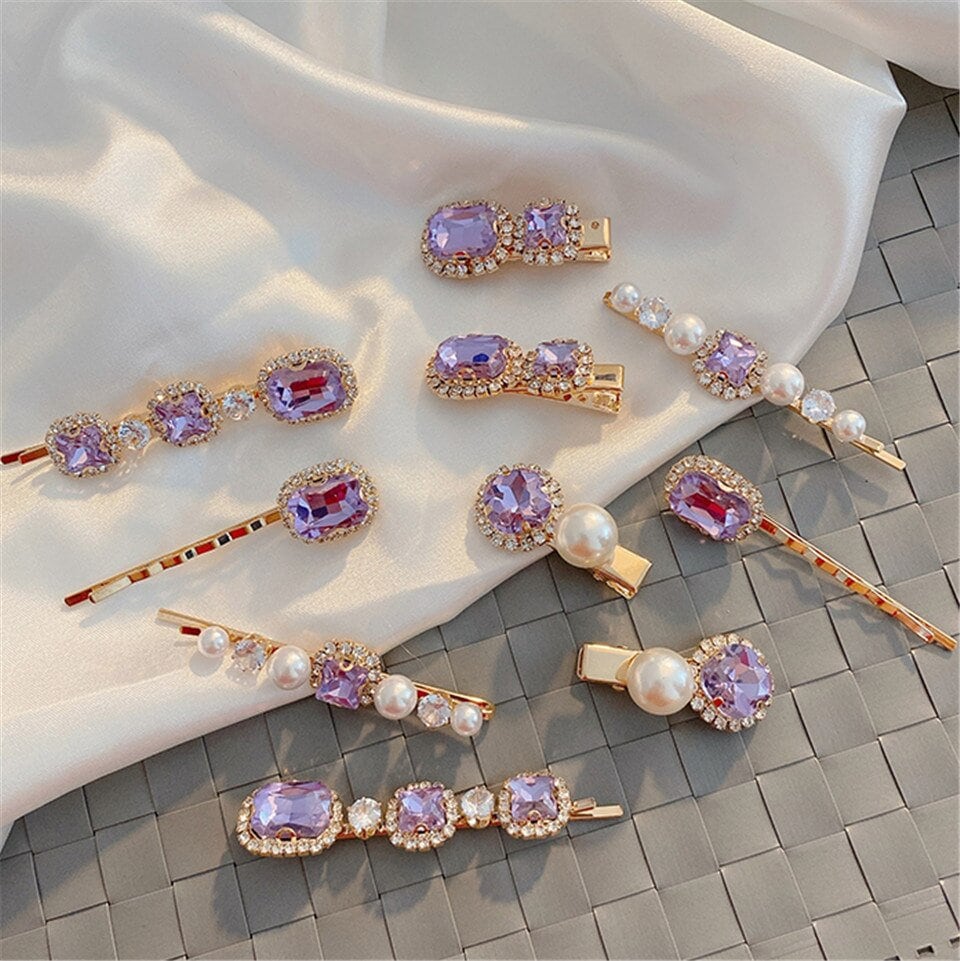 Purple Hair Pin set of 5 Purple Rhinestone Hair Pin | Etsy