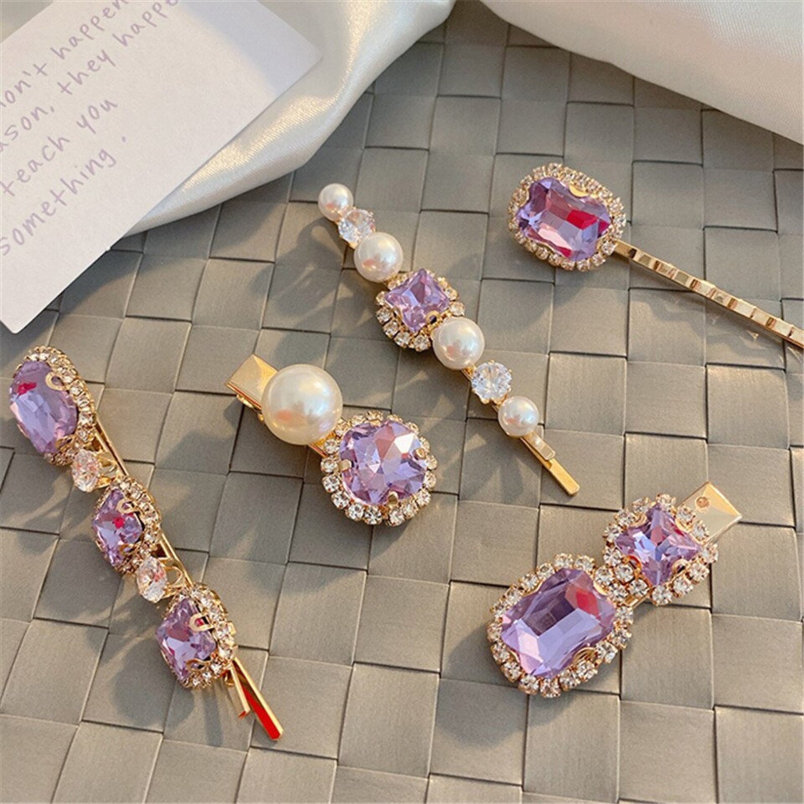 Purple Hair Pin set of 5 Purple Rhinestone Hair Pin | Etsy