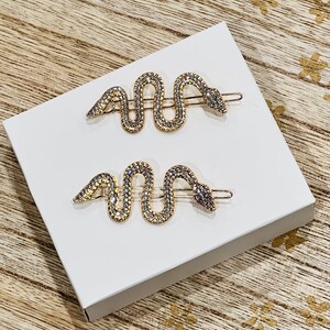 Snake Hair Clip set of 2 Gold Snake Hair Clip Rhinestone - Etsy