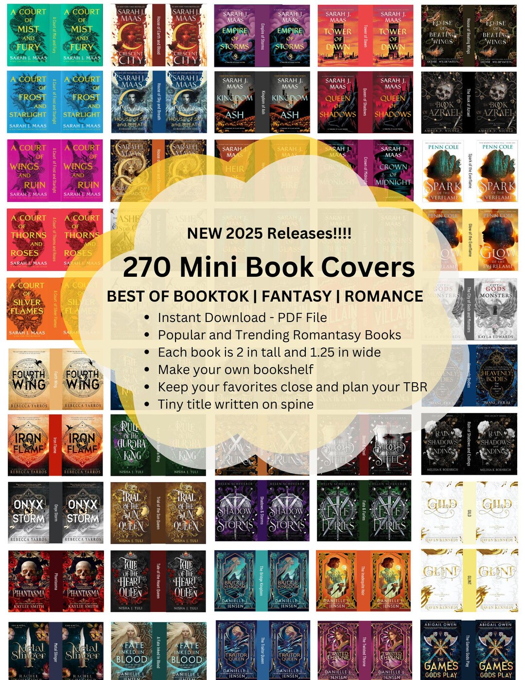 NEW 2025 Releases - Printable Romantasy Mini Book Covers: 270 Books 2 in Tall (PDF) - Etsy