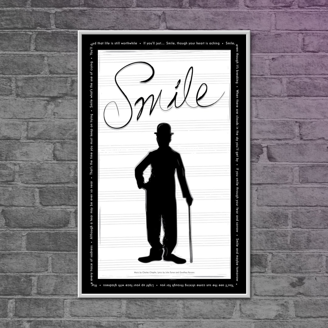 Chaplin - Smile Lyrics, Art Print - Etsy