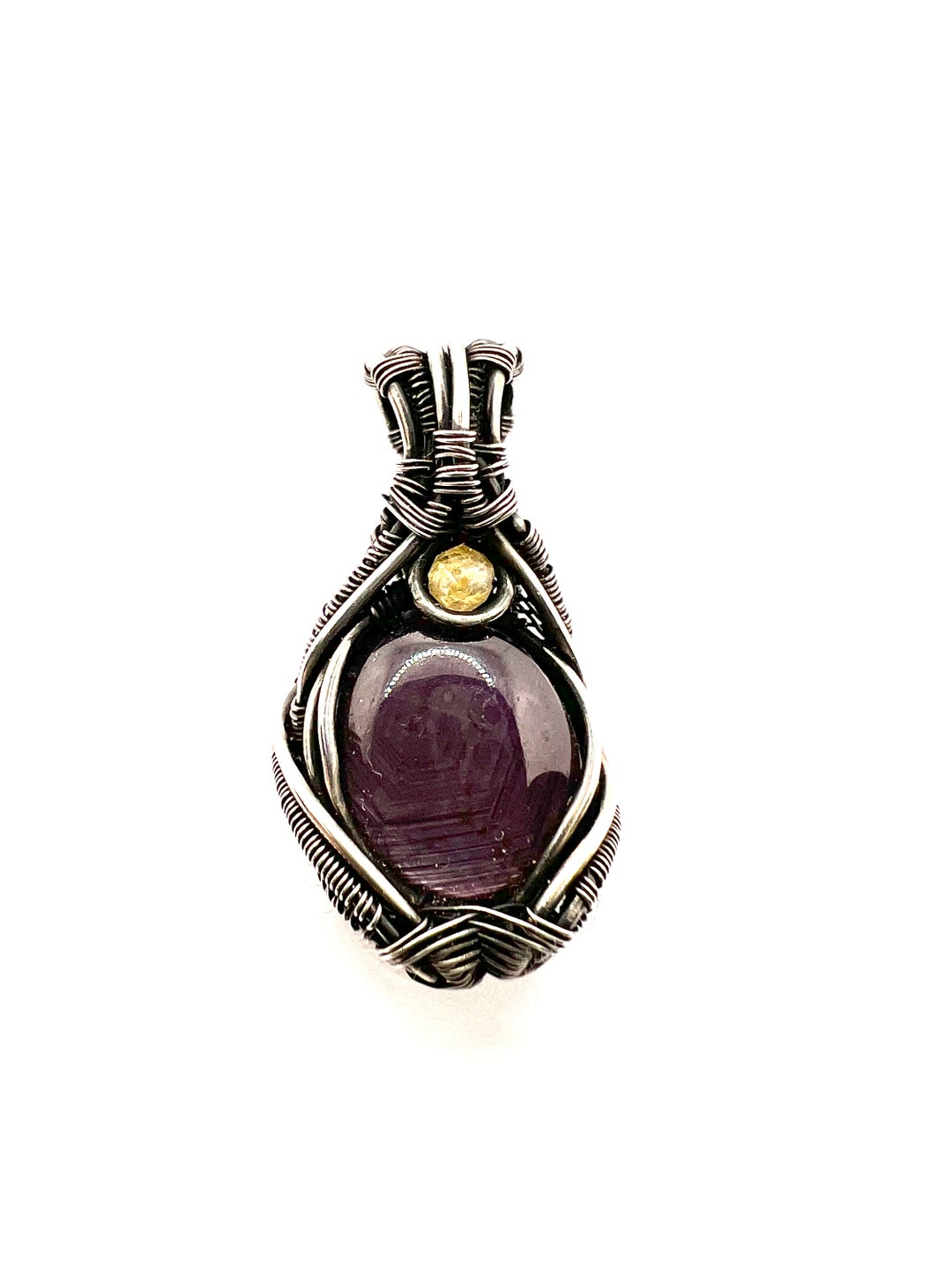 Star Ruby Gemstone Pendant With Golden Rutile in Quartz Wire Wrapped in ...