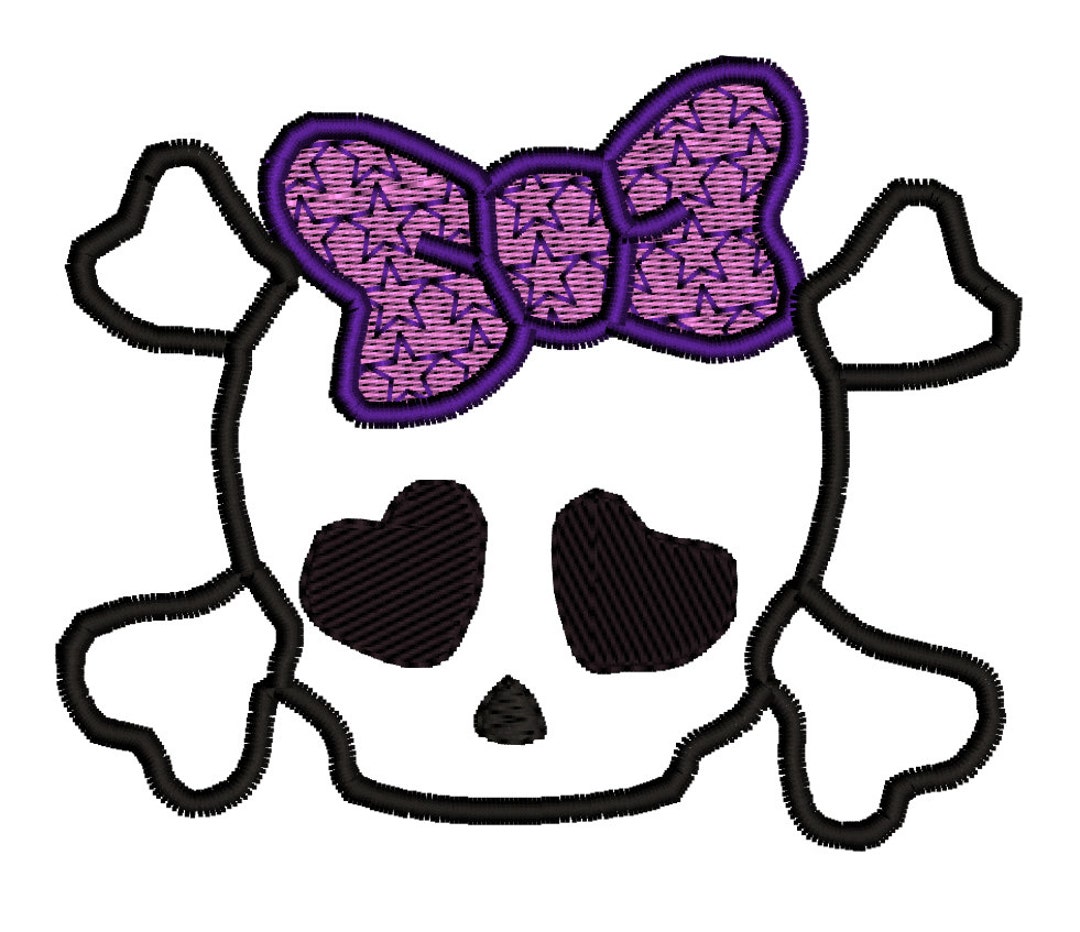 Instant-machine Embroidery Design Downloadcute Girl Skullretro-punk ...