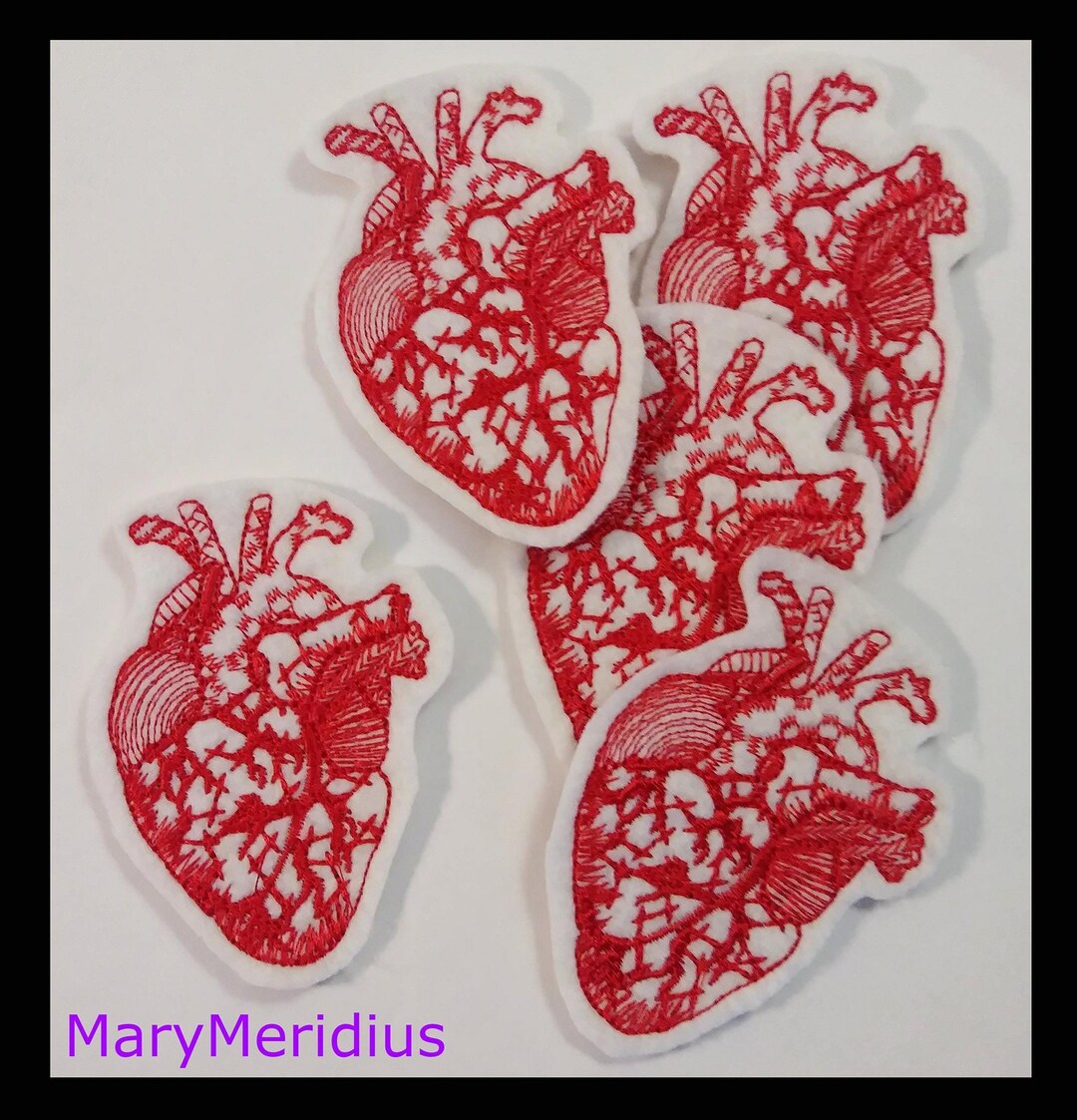 Anatomical Human Heart Embroidered Patch~ Iron-on Sew-on Patch ...