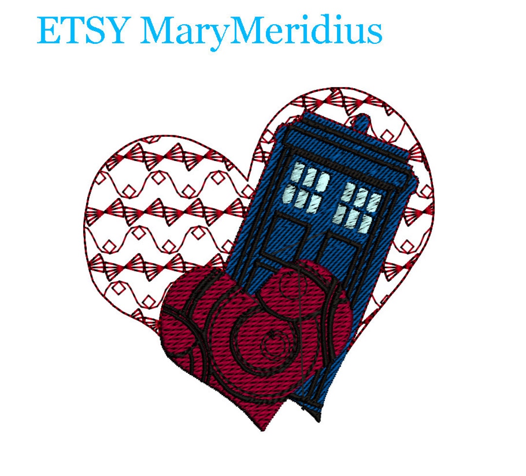 Dr Who Tardis Heart Embroidery Design: 5x7 Hoop (instant Download) - Etsy