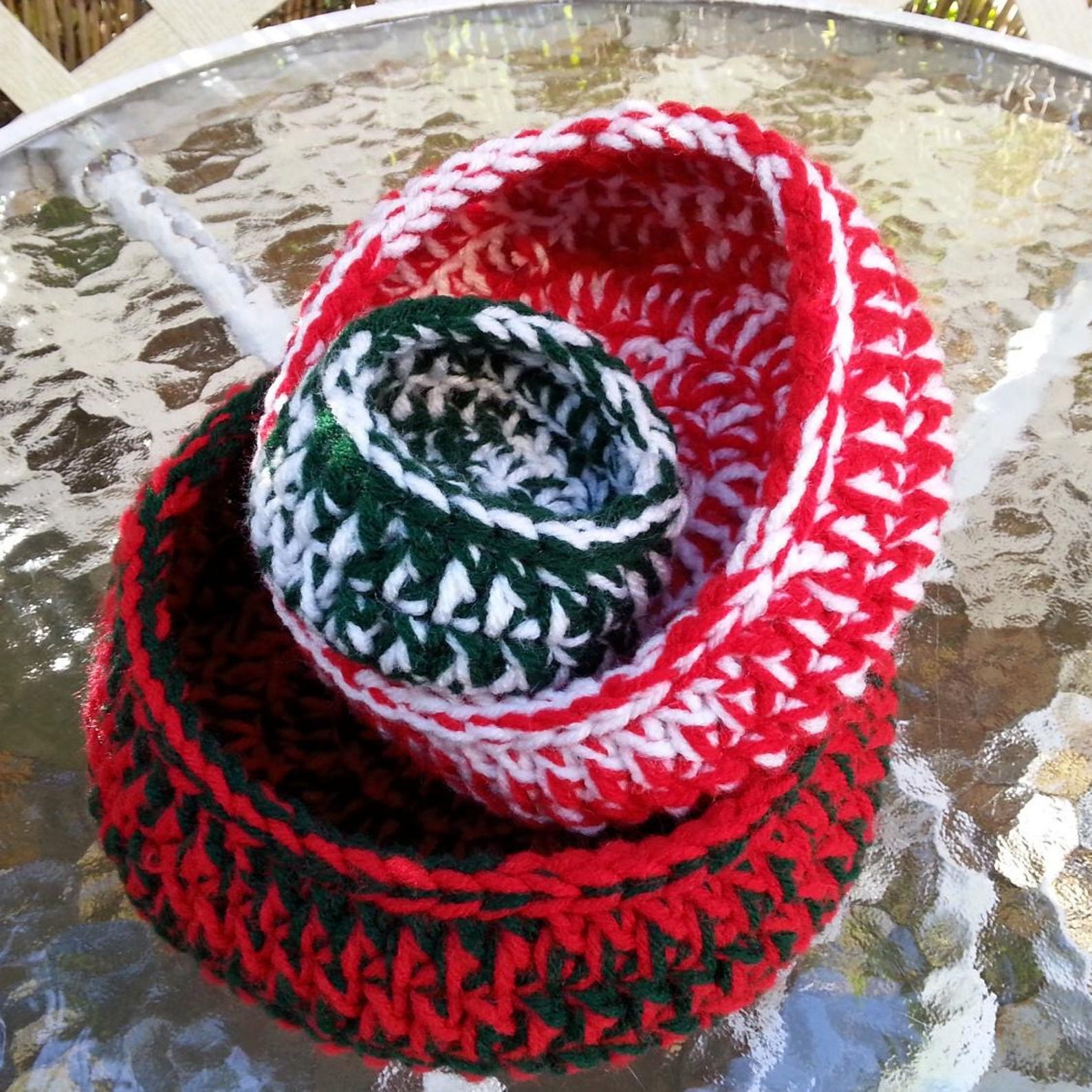 3pack Handmade Crochet Nesting Bowls, Sturdy Thick Stacking Containers ...