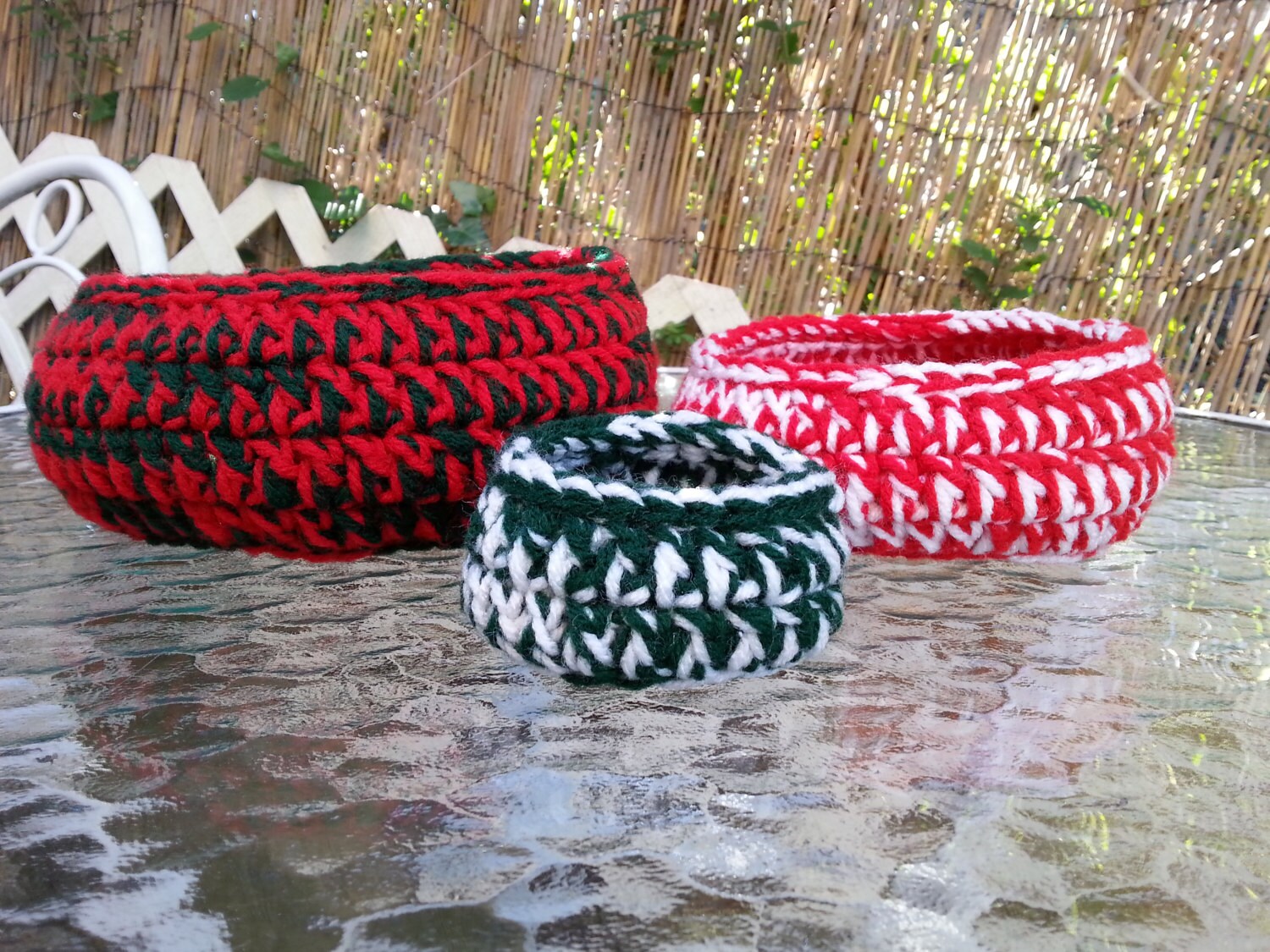 3pack Handmade Crochet Nesting Bowls, Sturdy Thick Stacking Containers ...