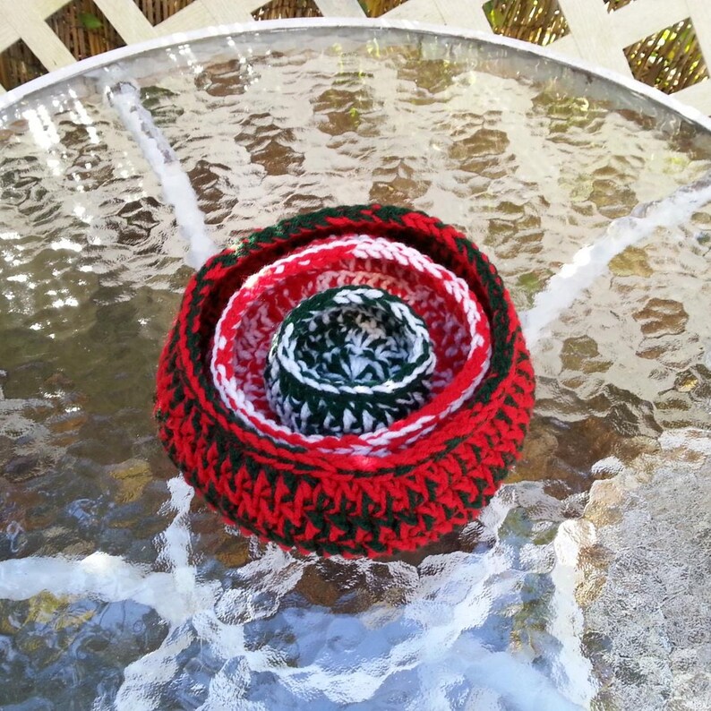 3pack Handmade Crochet Nesting Bowls, Sturdy Thick Stacking Containers ...