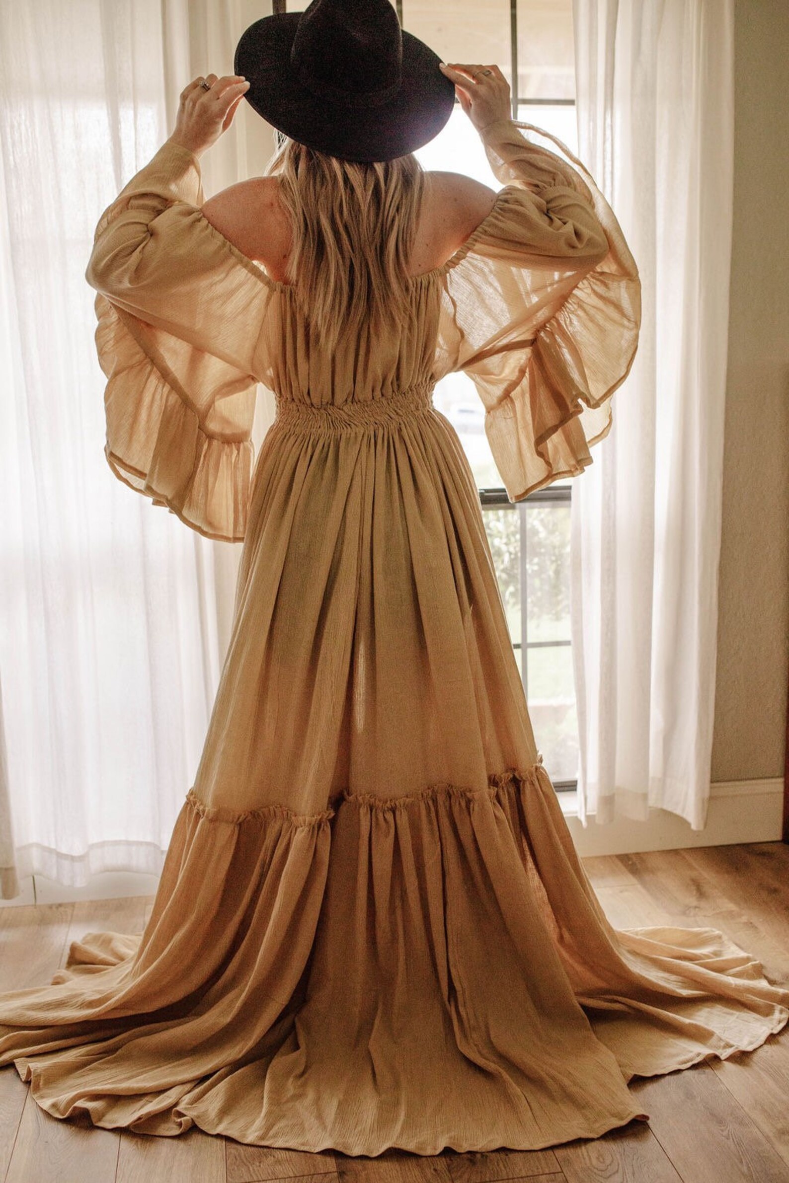 Womens Gauze Dress off the Shoulder Golden Tan or White - Etsy