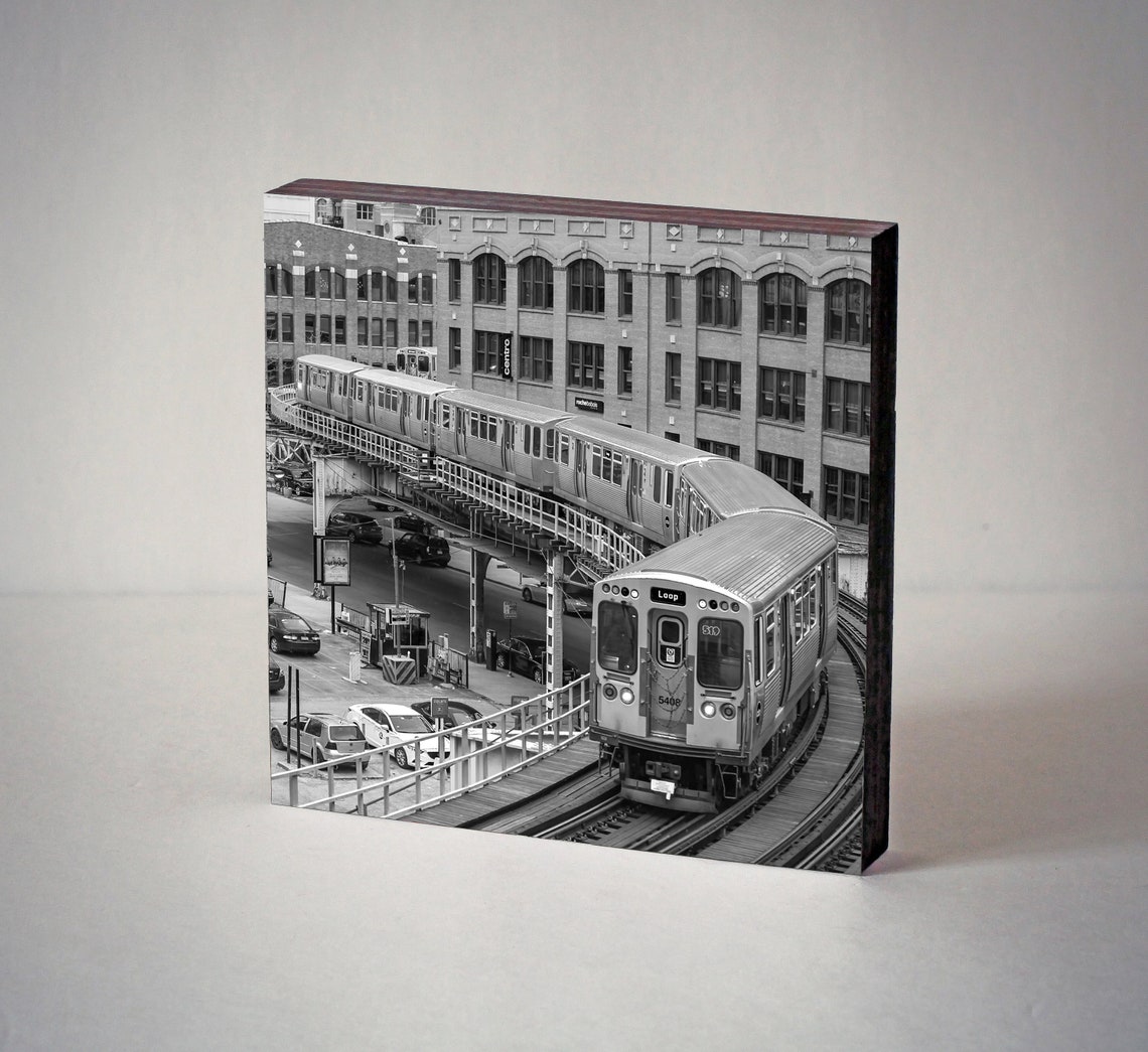 Train Photography Chicago CTA Train Art Wood Photo Block - Etsy