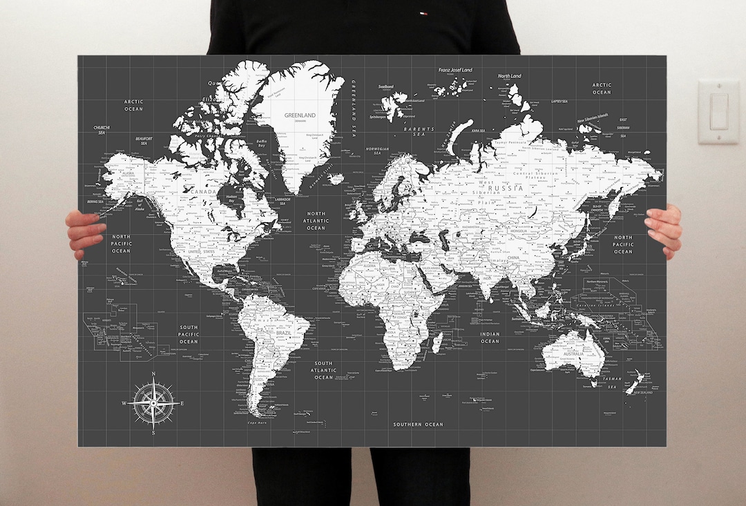 Pin Board World Wall Art, Custom Map Legend, Ready to Be Framed, Travel ...